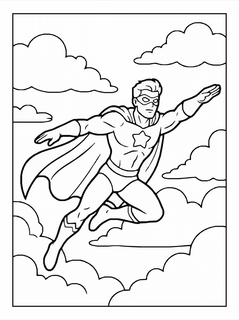Flying Hero Coloring Page | Free Printable | Coloringzo